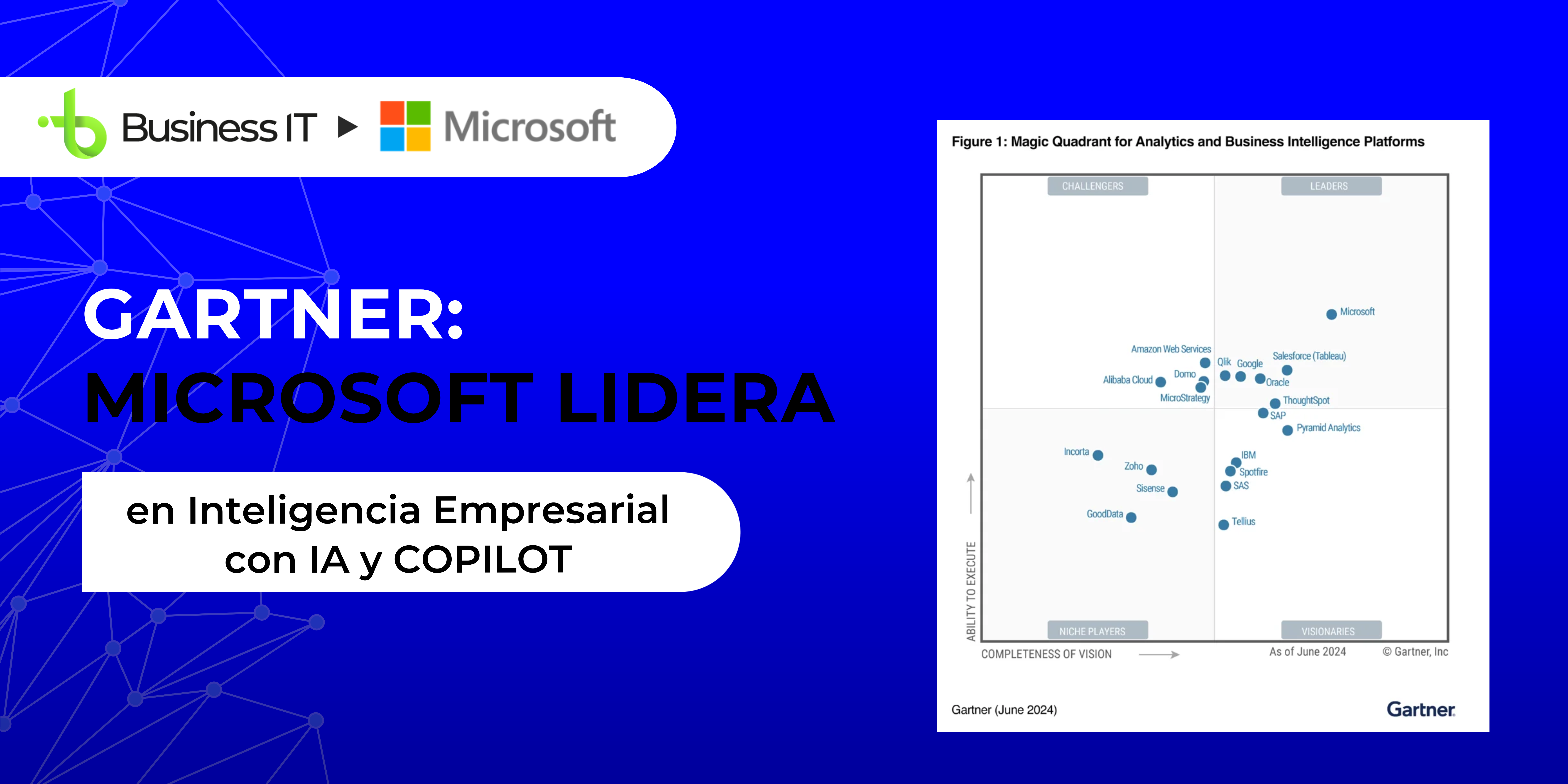 Microsoft se Consolida como Líder en el Cuadrante Mágico de Gartner 2024 para Analítica y BI